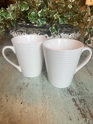 Food Network Coffee Mugs Stoneware Plain White Grove Designs Tall 4 ...