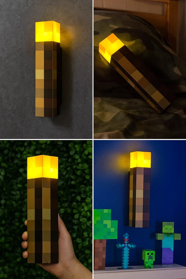 Minecraft Torch Rechargeable Portable Night Light 4-Color LED Light ...