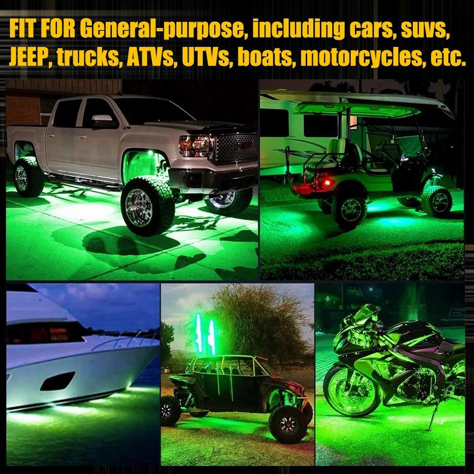 20X Green Undercar Underglow LED Underbody System Light Neon Kit Waterproof Lamp | eBay
