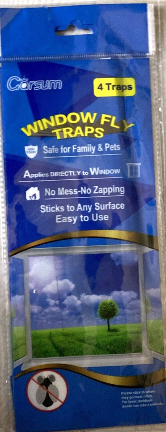 GARSUM - 4 WINDOW FLY TRAPS - APPLIES TO ANY SURFACE - SAFE FOR FAMILY ...