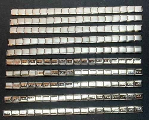 D'linQ 9mm Stainless Steel 18 Link Italian Charm Bracelet Matte Silver ...