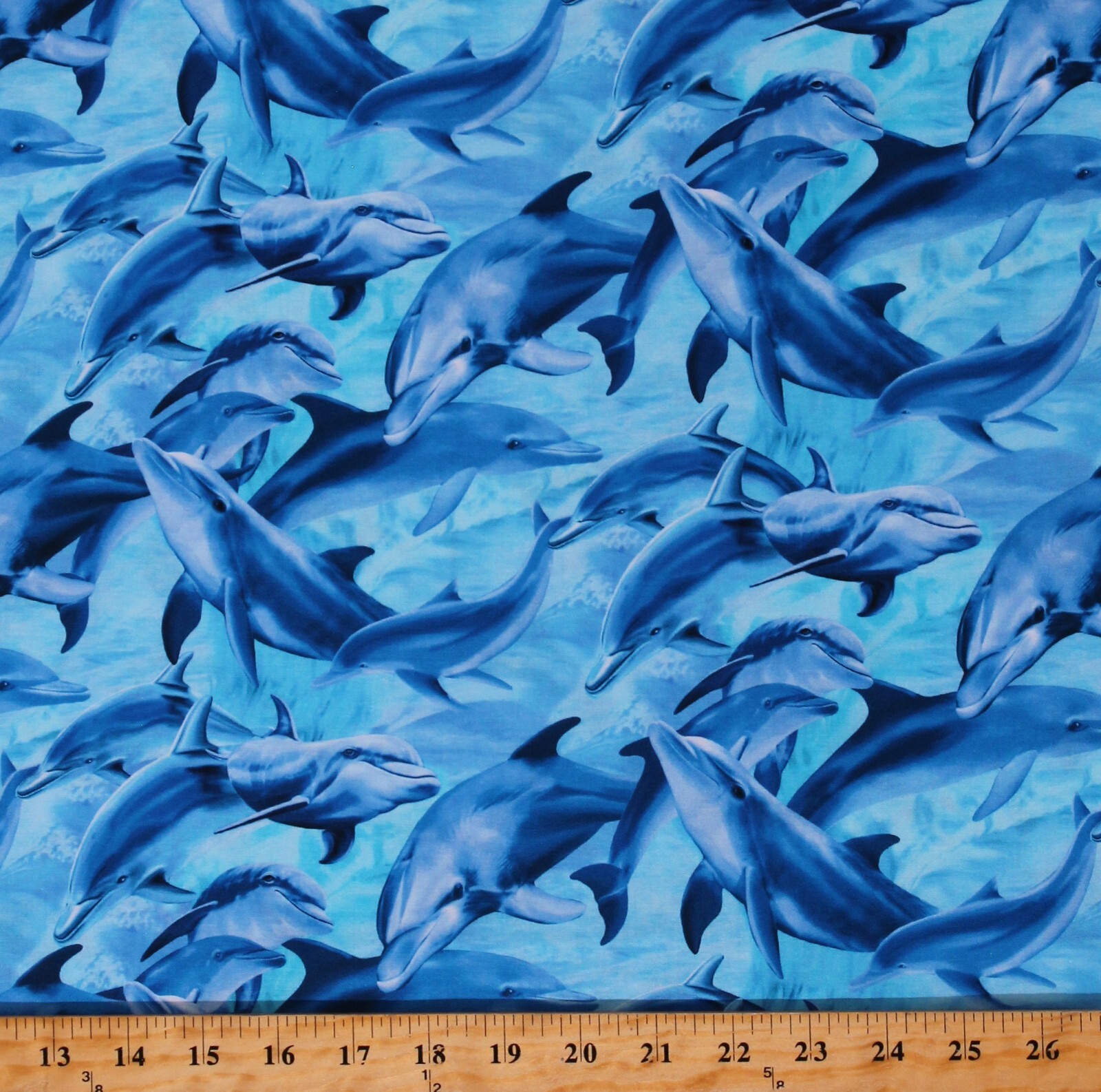 Cotton Dolphins Animals Aquatic Ocean Sea Blue Fabric Print by the Yard ...