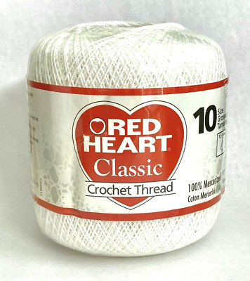 Red Heart Classic Crochet Thread - 100% Cotton - #10 - White - 350 ...