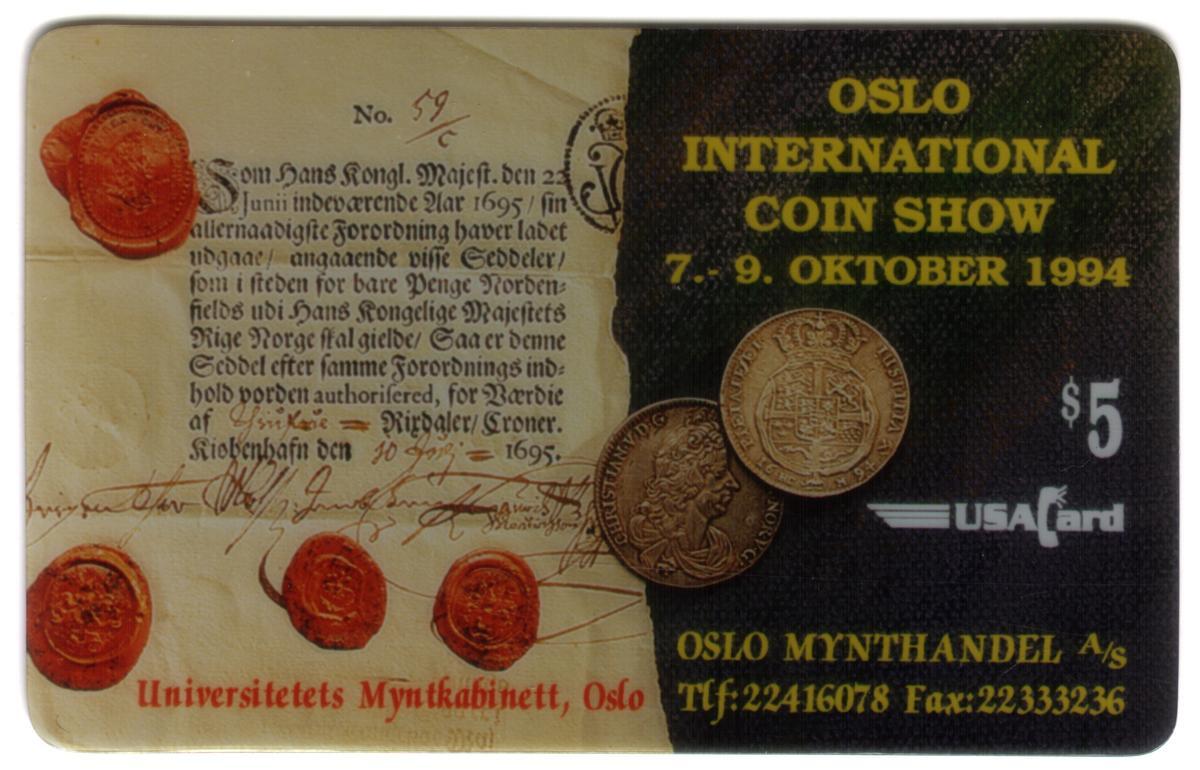 .50, $5. Oslo Int'l. Coin Show (Banknote & Coin) 10/94 Set of 2 Phone ...