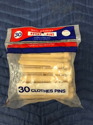 Antique WHITE HARDWOOD ROUND CLOTHES PINS Set Of 30! Made In GERMANY ...