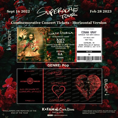 Conan Gray 'Superache' Tour - Custom Concert Tickets | eBay