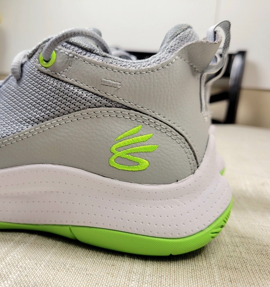 Under Armour Curry 3Z5 Shoes GS Size 4Y Boys Gray White Lime Basketball ...
