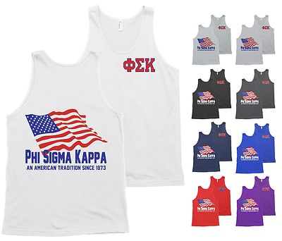 Phi Sigma Kappa PSK Fraternity Bella+Canvas Tank Top American USA Flag ...