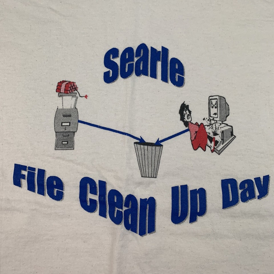 FILE CLEAN UP DAY - Vtg 1990s Searle Computer Off-white T-shirt, Mens ...