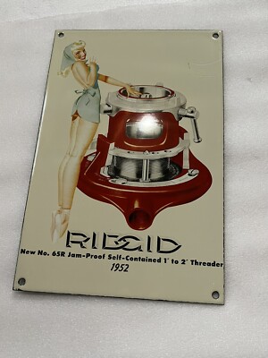 12 RIDGID TOOLS PORCELAIN ENAMEL SIGN DEALER PARTS SERVICE PINUP | eBay