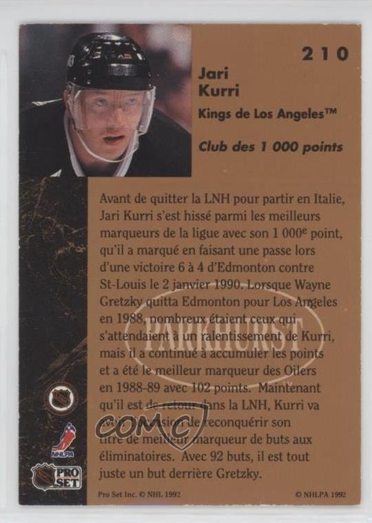 1991-92 Parkhurst French Jari Kurri #210 HOF 0a3 | eBay