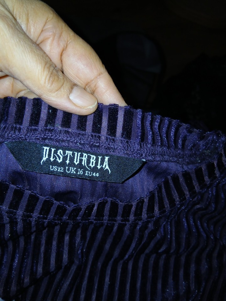 Gothic Purple Top with Velvet Stripe | eBay UK