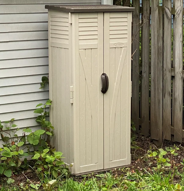 Outdoor Storage Utility Shed Tall Patio Garden Vertical Resin Tool Cabinet Box eBay