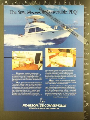 1987 ADVERTISEMENT for Pearson 38 Convertible motor yacht boat | eBay