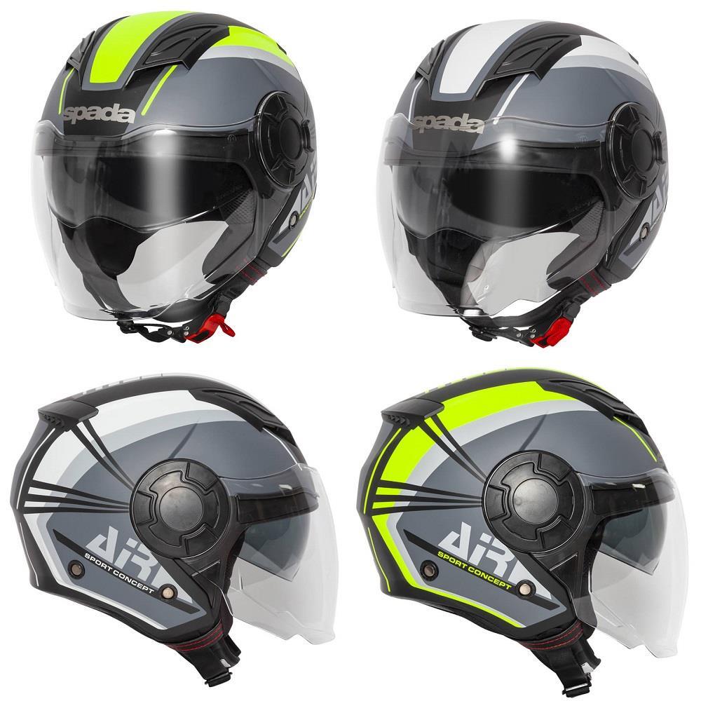 Spada Lycan Strobe Open Face Motorcycle Helmet Jet Motorbike Lid Grey ...