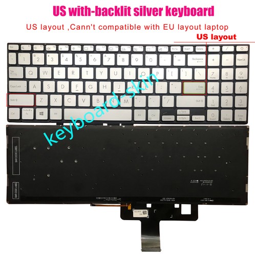 New Silver US backlit Keyboard for Asus Vivobook S533 S533E S533EA ...