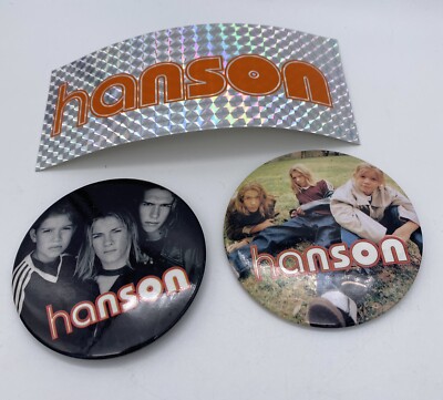 Hanson Vintage Deadstock 90s Boy Band 3” Pinback Buttons & Sticker ...