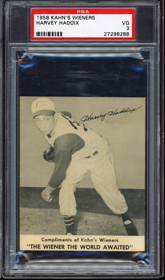 1958 Kahn's Wieners Baseball Harvey Haddix PSA 3 | eBay