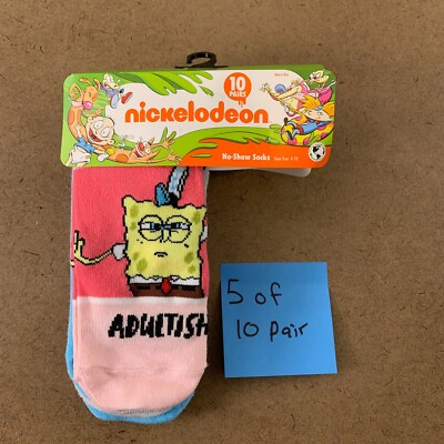 Nickelodeon Women's Shoe Size 4-10 Colorful Graphic 5 Pack No Show ...
