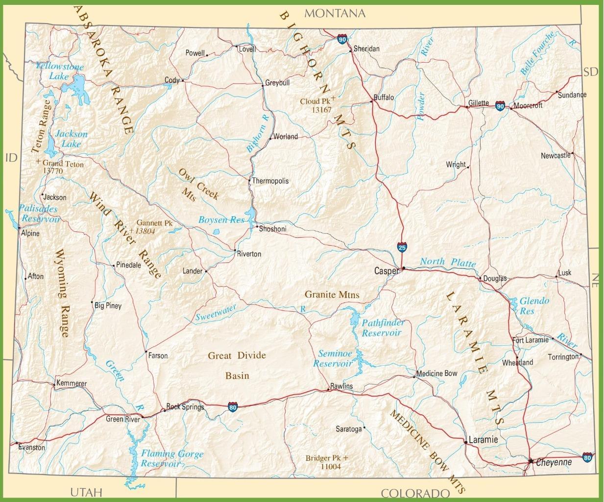 WYOMING STATE ROAD MAP GLOSSY POSTER PICTURE PHOTO BANNER city highway ...