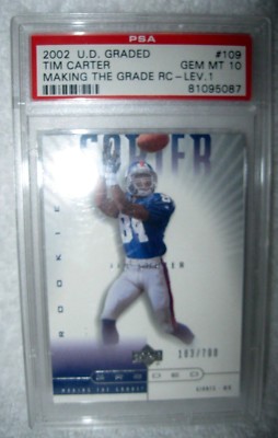 Tim Carter RC 2002 Upper Deck Graded #183/700 Graded GEM PSA10!Patriots ...