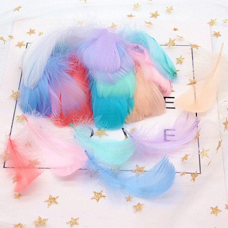100 Pcs / Lot Natural 4-8 Cm Goose Feather Mix Dyed Diy Carnival ...