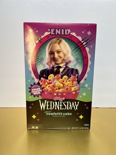 🟢 New Kellogg’s Limited Edition Wednesday ENID Confetti Cake Cereal Box ...