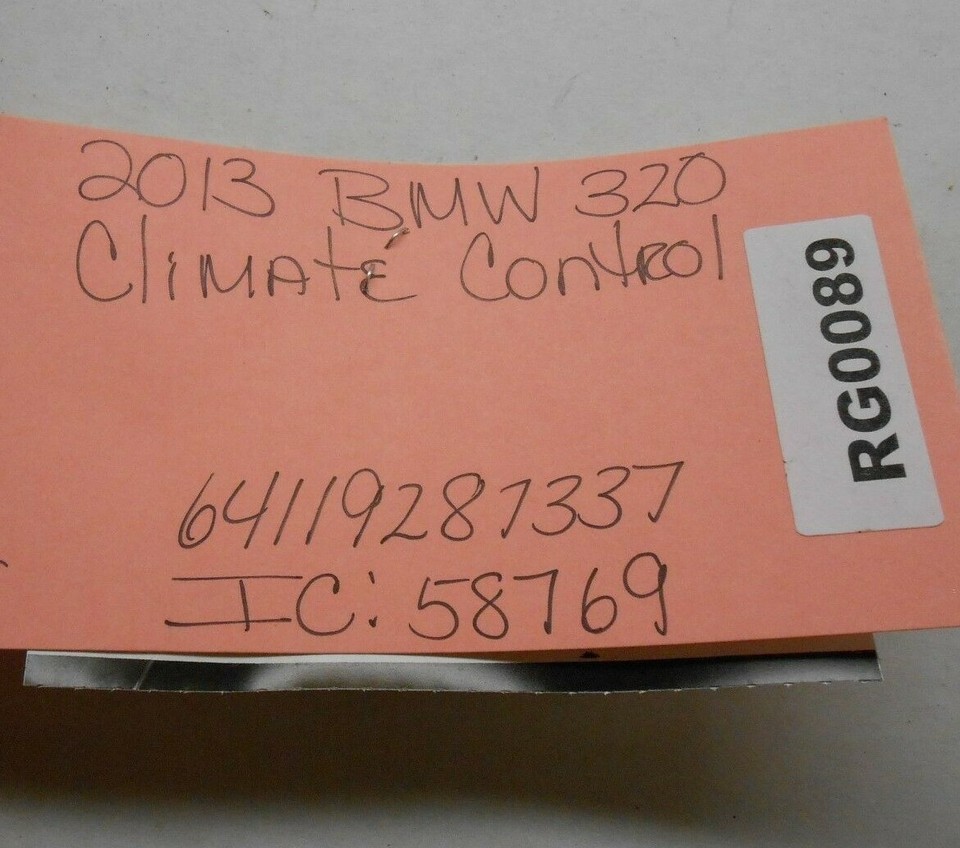 13 BMW 320 climate control 64119287337 9287337 ic# 58769 RG0089 | eBay