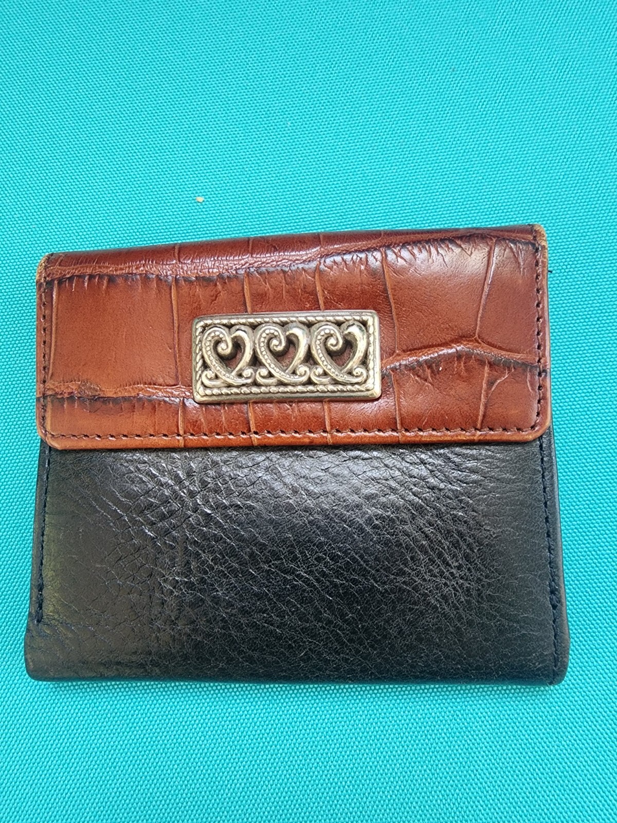 Vintage BRIGHTON Wallet Genuine Leather ID/Card Holder Chic Palm Sized ...