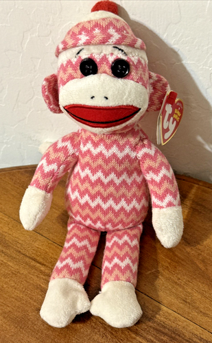 TY Beanie Babies Pink White Chevron Sock Monkey - Mint tags | eBay