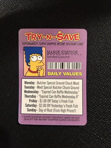 The Simpsons Group Photo Game Card Marge Simpson Try-N-Save Instant ...