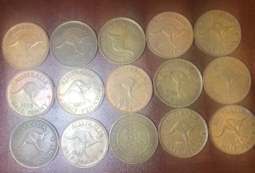 Australian Half Pennies Lot of 15 Different coins 3 Monarchs | eBay ...