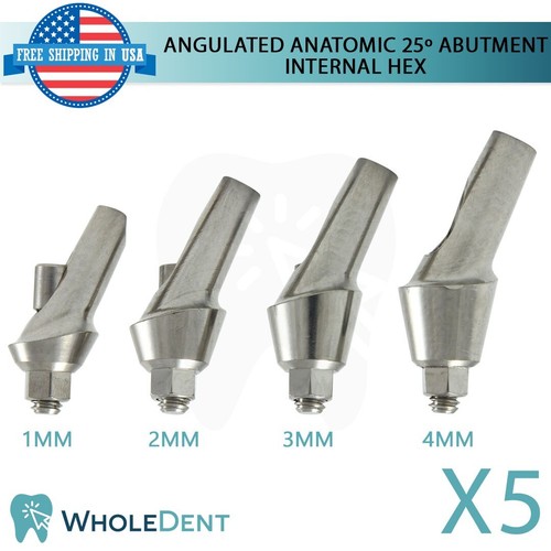 5x Angulated Anatomic Abutment 25° Ø5.4mm Int Hex 2.42mm Dental ...