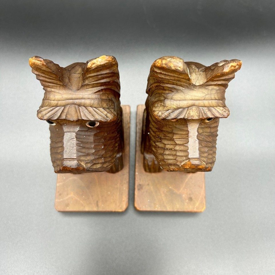 Vtg Terrier Dog Carved Wood Bookends Made in Japan | eBay