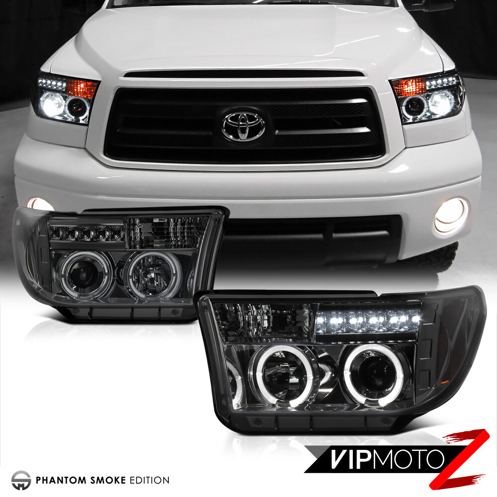 For 07-13 Toyota Tundra Pickup Truck SMOKE Halo LED Projector Headlight ...