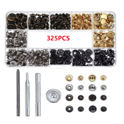 Heavy Duty Snap Fasteners Press Studs Kit +Poppers Leather Button Tool ...