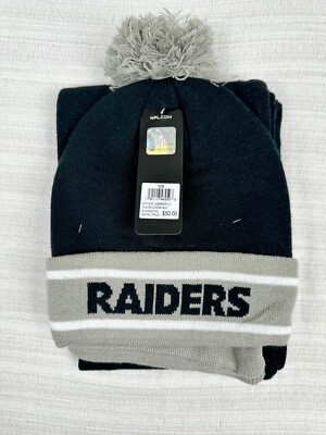 Official NFL Team Apparel Las Vegas Raiders Winter Beanie & Scarf Set ...