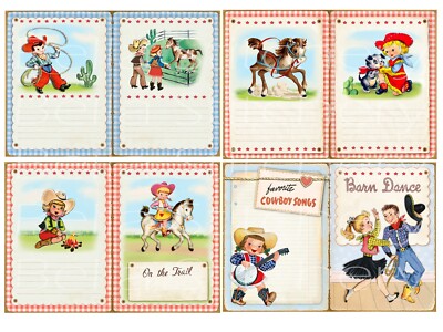 Set of 8 Vintage Retro Cowboy & Cowgirl Label STICKERS #3 - Just Cut ...