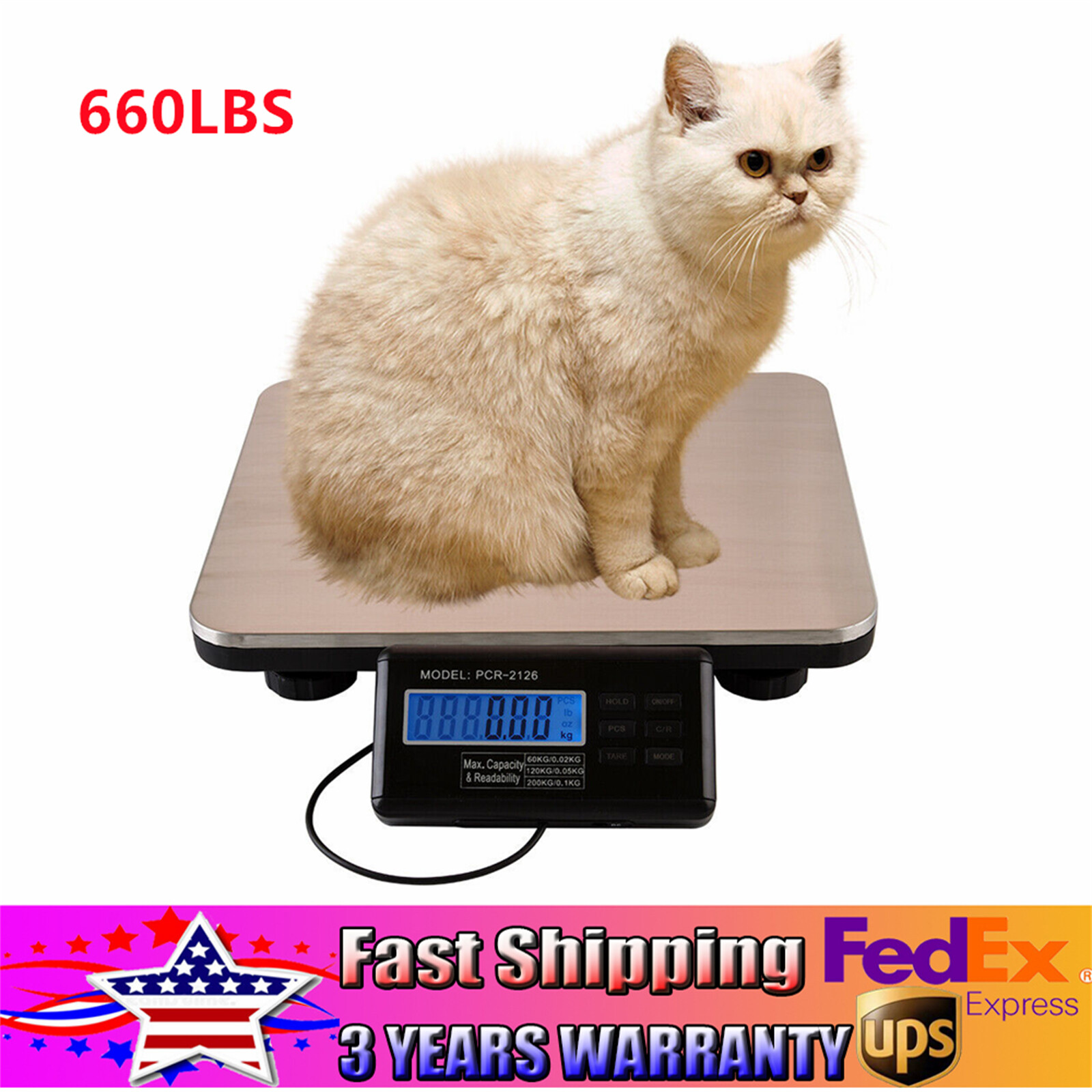660LB Heavy Duty Digital Industry Shipping Postal Platform Scale Weight ...