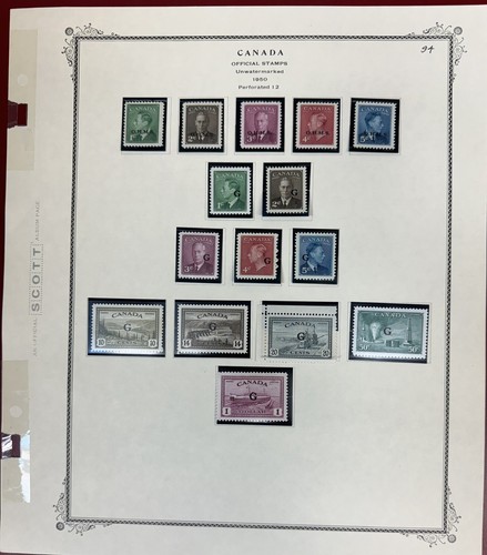 Canada, 1950-1963, Scott #O12-O49 Official Stamps, Mint, Never Hinged ...
