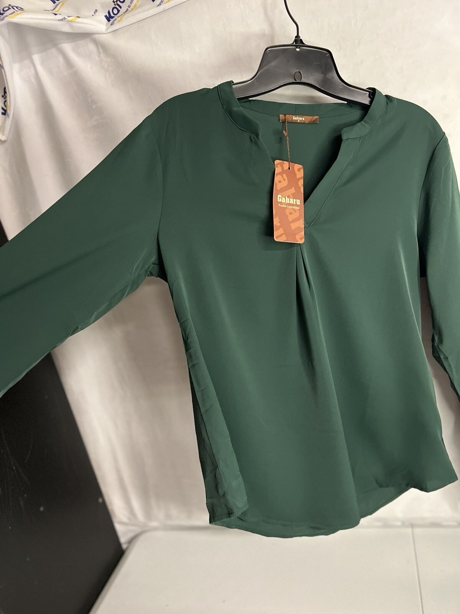 Gaharu Women's Blouses Long Sleeve Work Shirt Chiffon Tunic Gaharu Women's Blouses Long Sleeve Work Shirt Chiffon Tunic