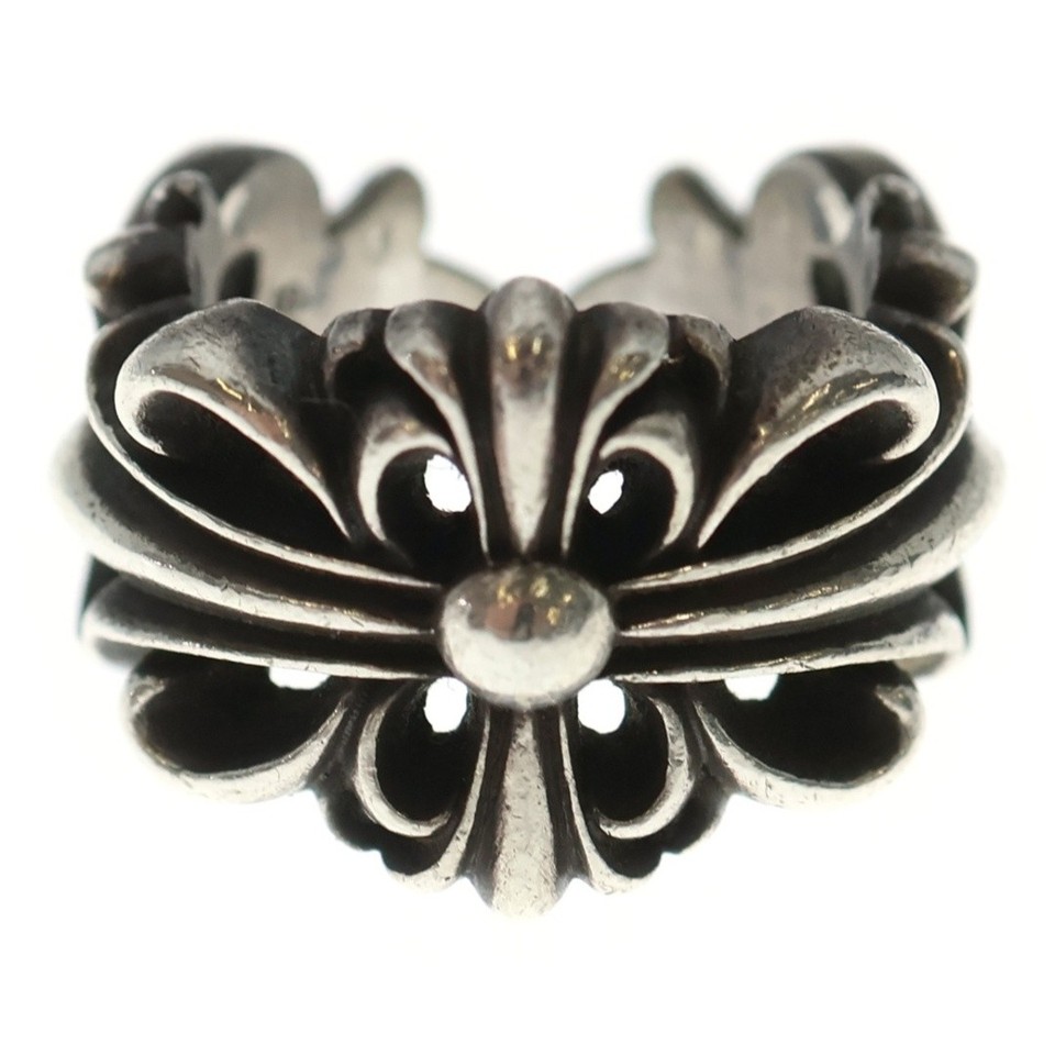 Chrome Hearts DBL FLRL CRS Double Floral Cross Ring Silver BCA390 Used ...