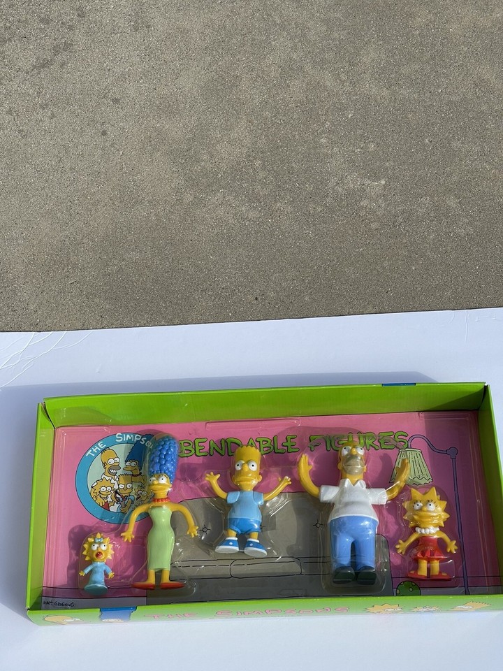 The Simpsons Entire Family Set 1990 Bendable Action Figures 19”x 9” Box ...