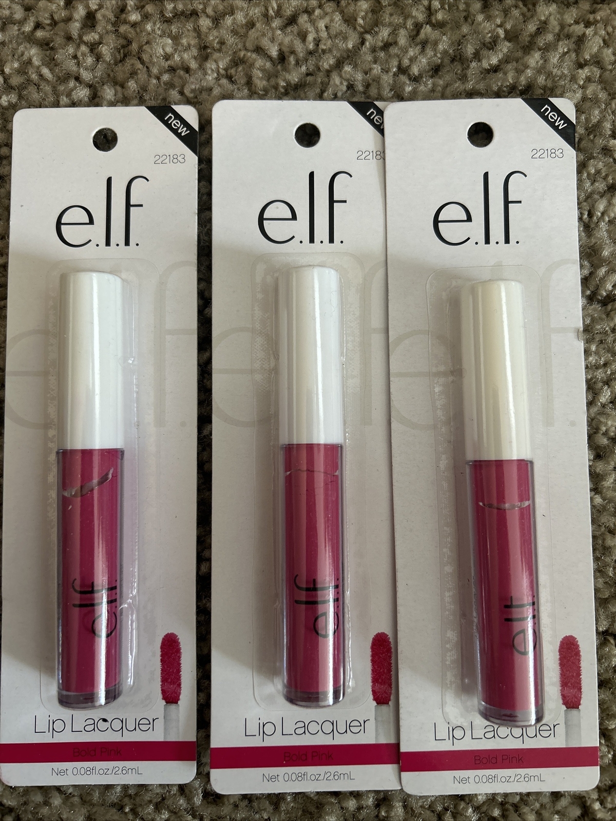 3 - E.L.F. COSMETICS LIP LACQUER IN BOLD PINK 0.08 fl. oz. NIP #22183 ...