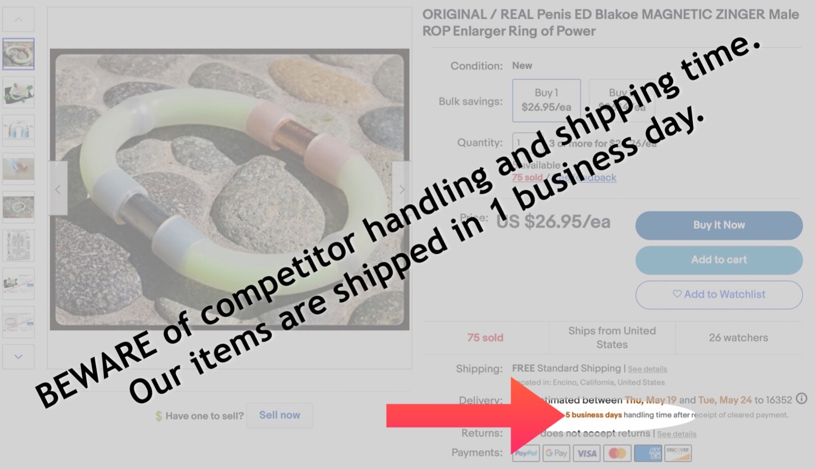 ORIGINAL Penis RING of POWER ED Blakoe MAGNETIC ZINGER Male ROP ...