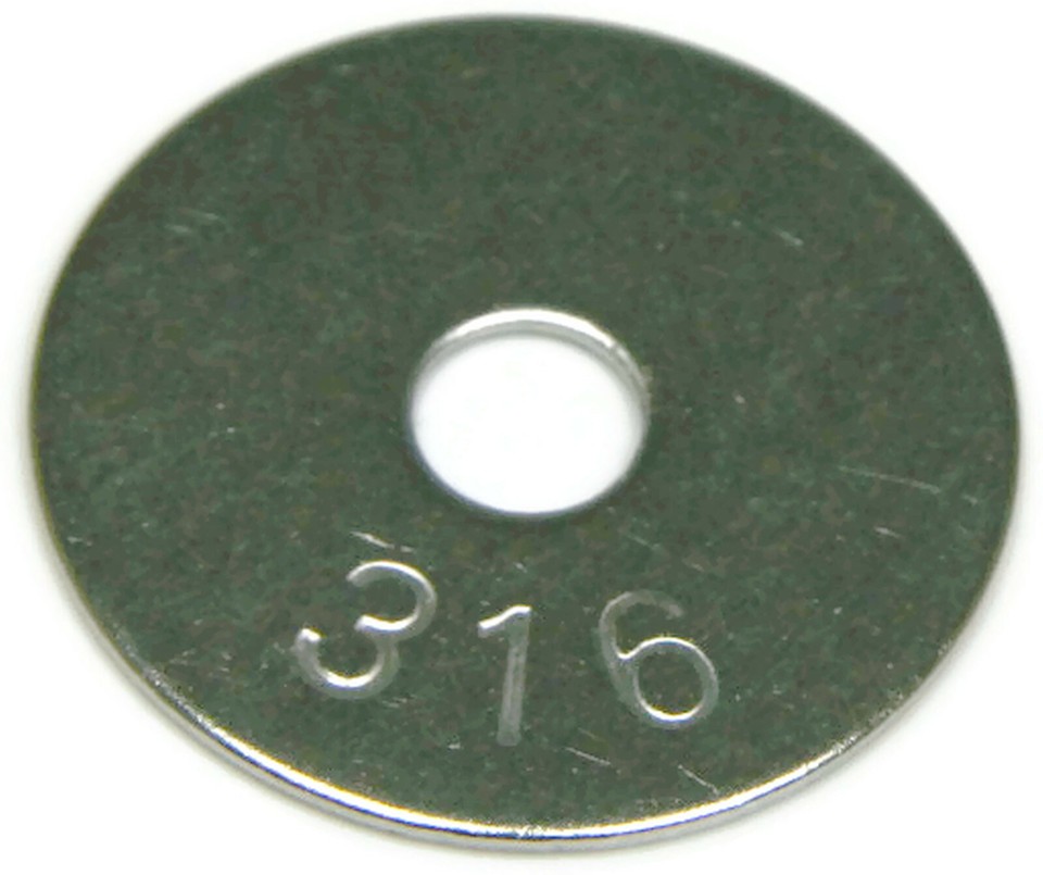 Fender Washers 316 Stainless Steel Large Diameter Washers - Sizes #6 ...