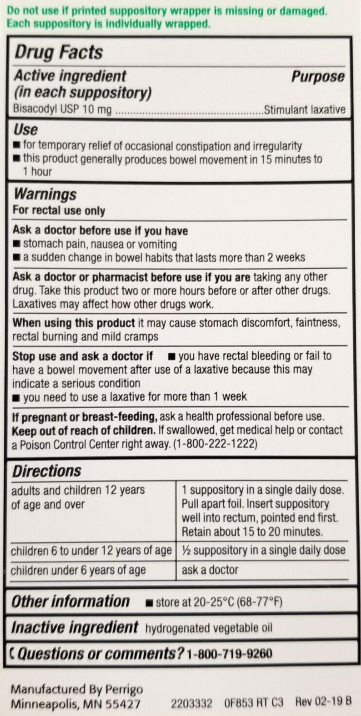 Perrigo / Padagis Bisacodyl 10mg Suppositories 50 count box __ BOX MAY ...