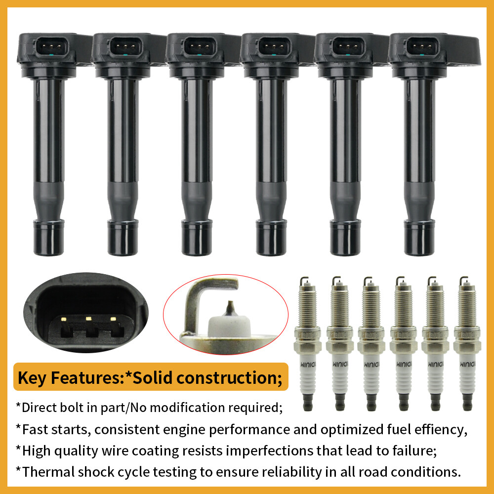 UF603 6X Coils & Plugs for Honda Accord Odyssey Crosstour Acura RL TL ...