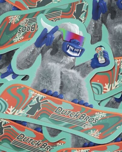 *NEW* Dutch Bros Sticker DECEMBER 2022 Christmas Sticker Yeti ...