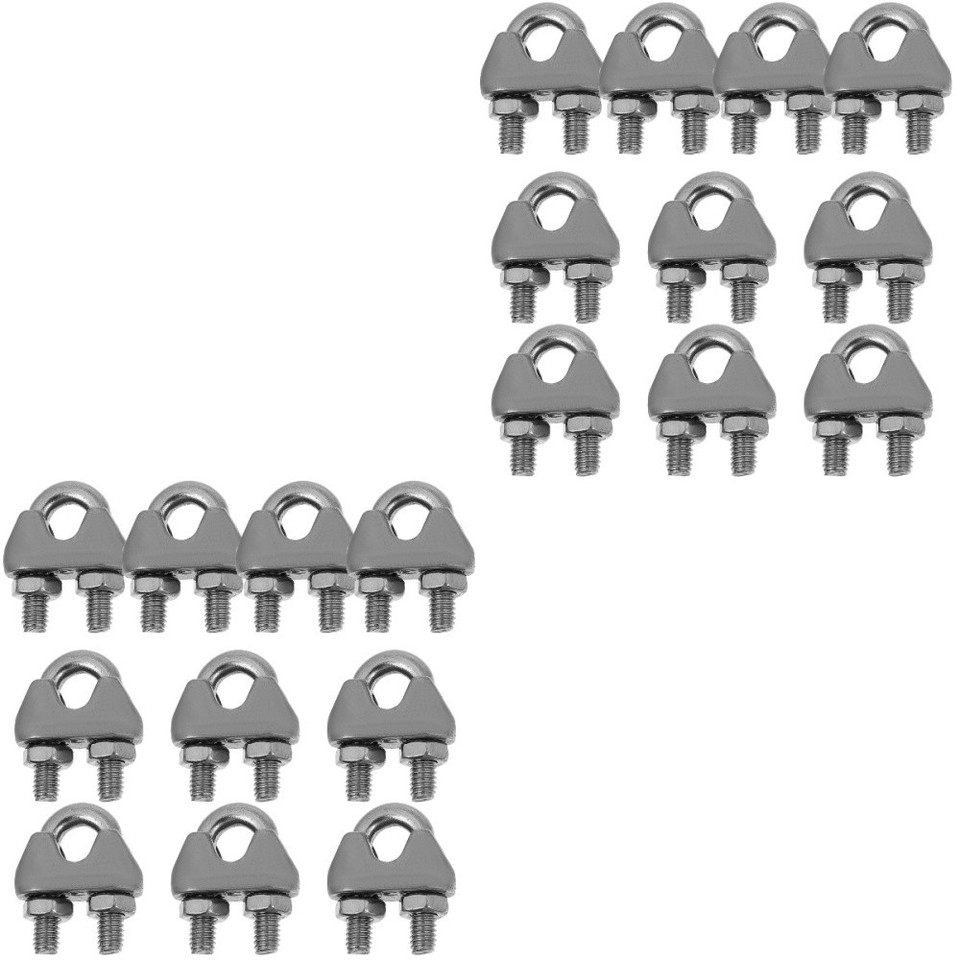 2 PCS Wire Rope Chuck Stainless Steel Clamp Cable Fasteners Clips Type ...